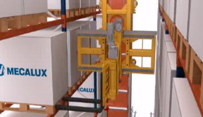 3D animation of a trilateral stacker crane - Mecalux.com